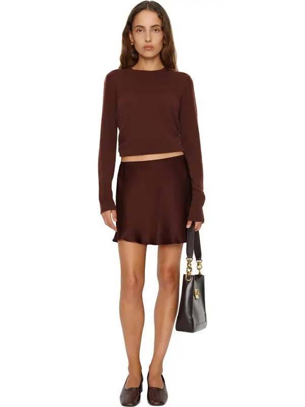 REFORMATION Brandy Silk Mini Skirt - Brown