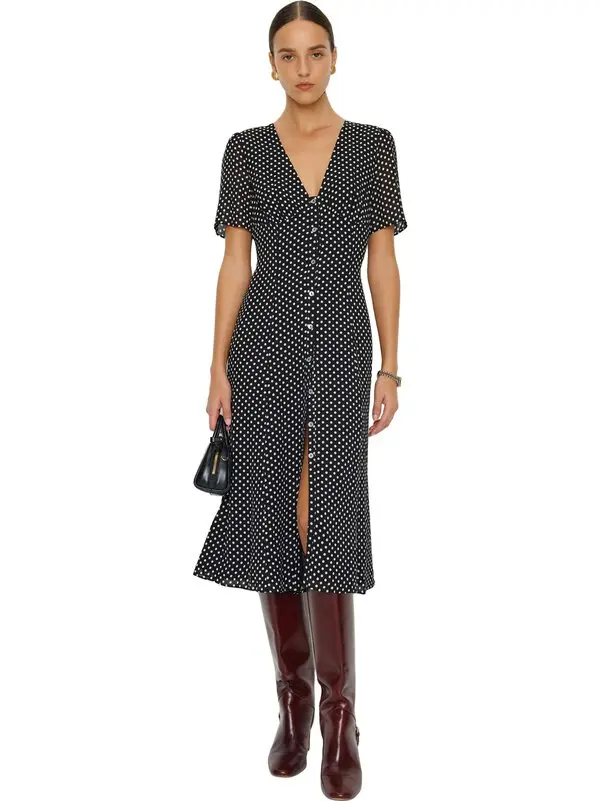 REFORMATION Lise Midi Dress - Caviar Dot