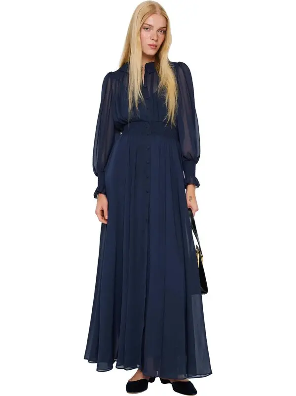 REFORMATION Maxi Dress With Ruffle Detail - Blue