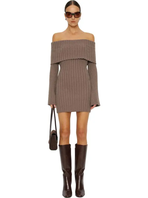 REFORMATION Lacey Cashmere Blend Sweater Dress - Shitake