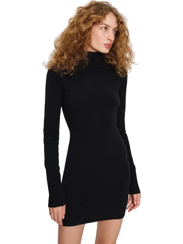 REFORMATION Helly Cashmere Turtleneck Dress - Black