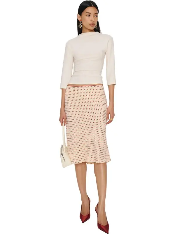 REFORMATION Layla Knee Length Skirt - Champagne