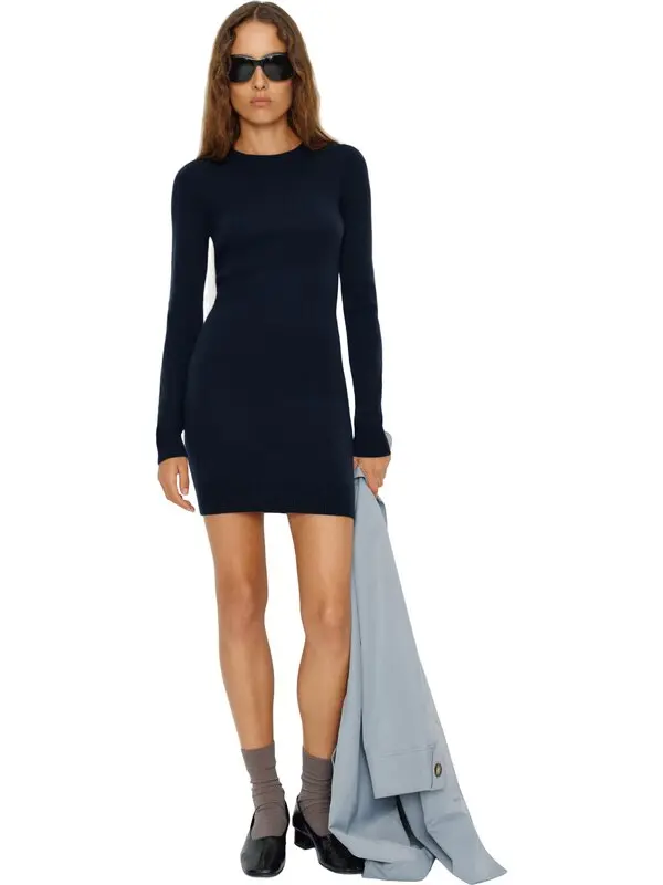 REFORMATION Walker Cashmere Crew Dress - Navy