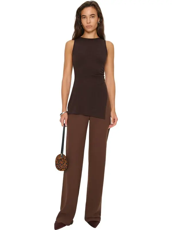 REFORMATION Gale Mid Rise Bias Pant - Brown