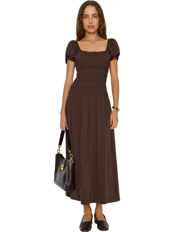 REFORMATION Riva Midi Dress - Brown