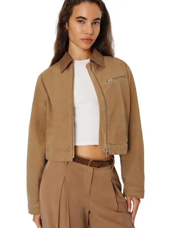 REFORMATION Briar Cropped Utility Jacket - Brown