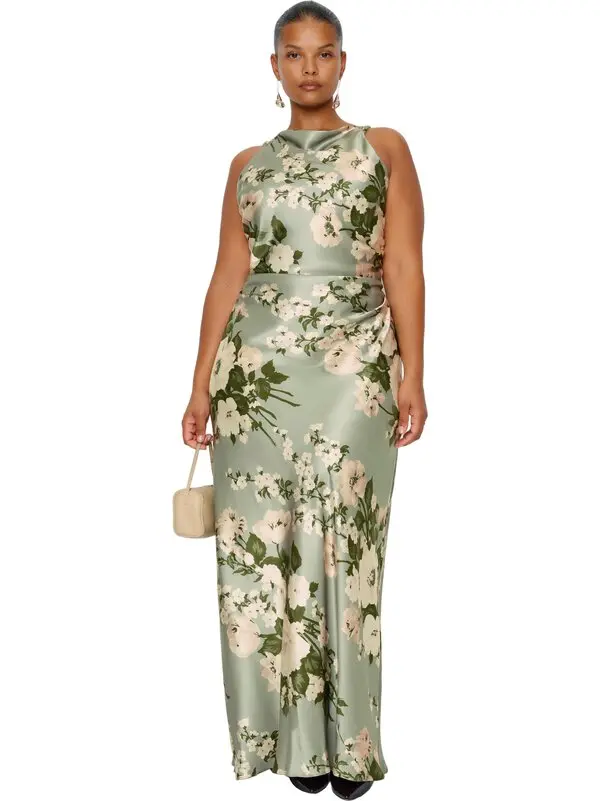 REFORMATION Anaiis Silk Maxi Dress - Green
