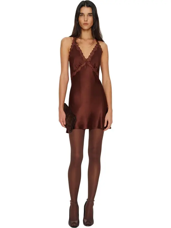 REFORMATION Monica Silk Dress - Brown