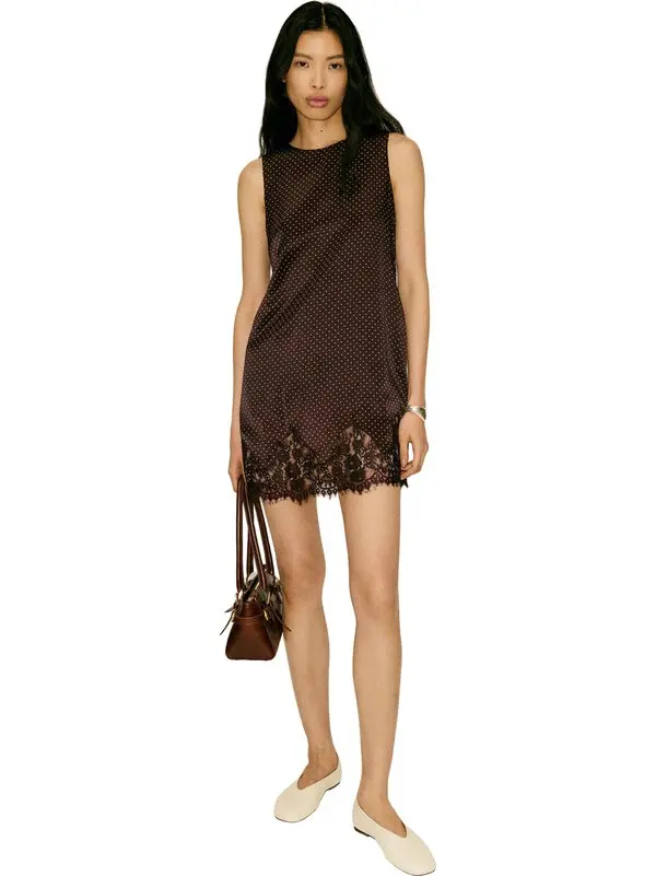 REFORMATION Jessalyn Silk Mini Dress - Brown