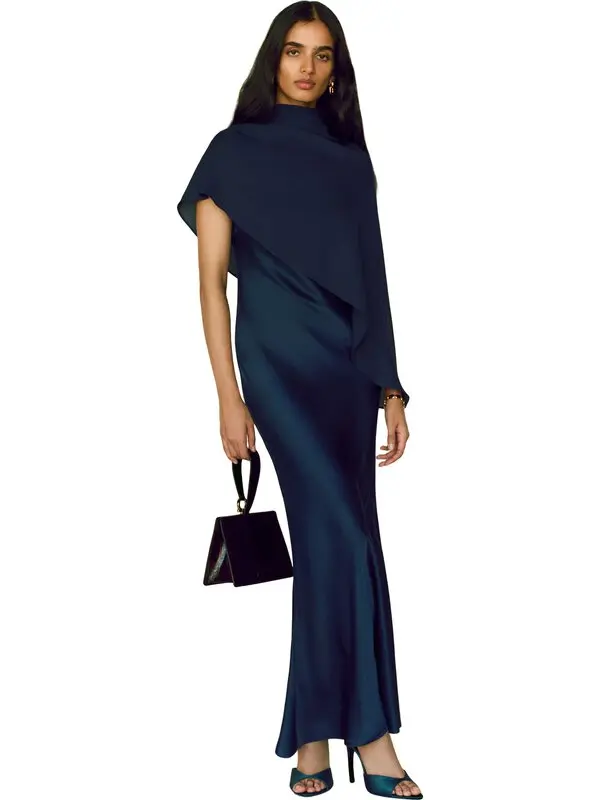 REFORMATION Lilibeth Silk Maxi Dress - Blue