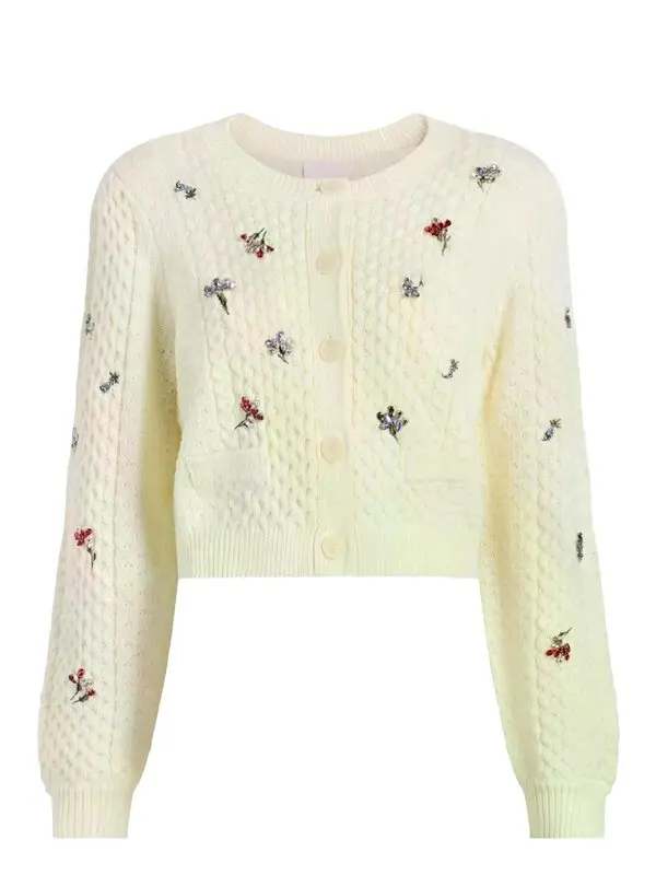 Cinq À Sept Floral-embroidered Cardigan - Neutrals