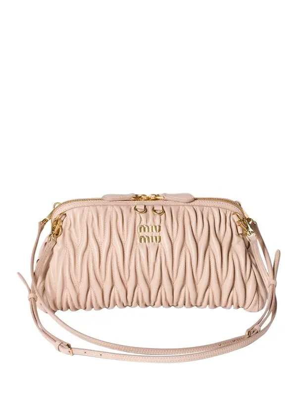 Miu Miu Caprice Matelassé Nappa Leather Clutch - Powder Pink