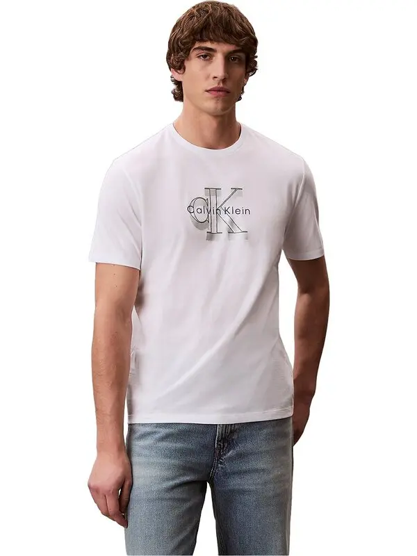 Calvin Klein Dimensional Monologo Graphic Classic T-shirt - Bright White