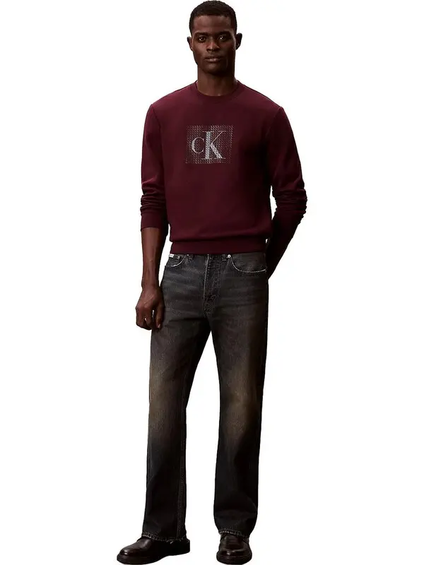 Calvin Klein Fleece Layered Monogram Graphic Sweatshirt - Wine Tasting