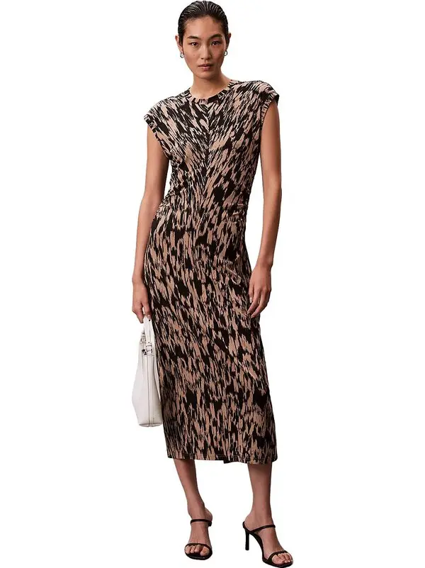 Calvin Klein Modal Blend Jersey Print Slim Midi Dress - Amphora