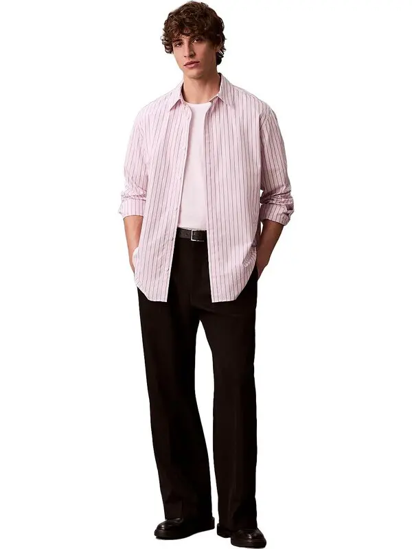 Calvin Klein Cotton Stripe Relaxed Button-down Shirt - Spring Lilac