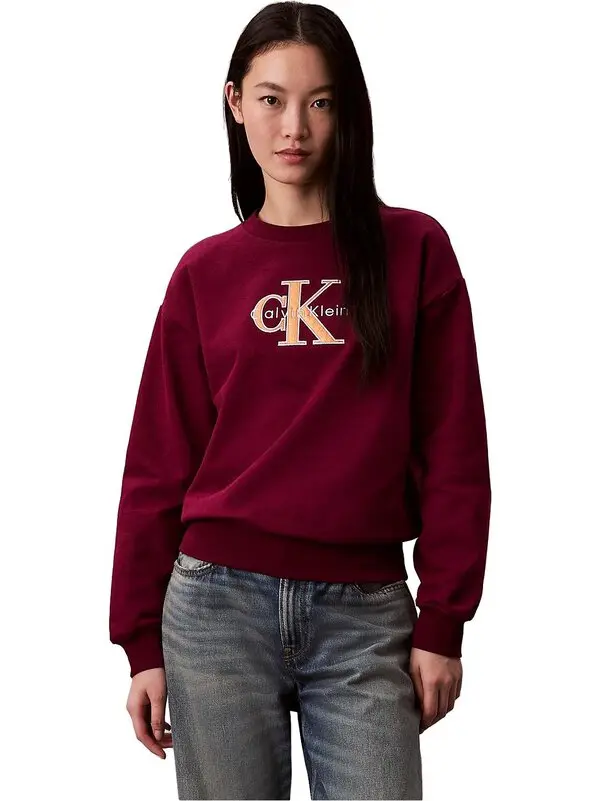 Calvin Klein Fleece Relaxed Fit Sweatshirt - Berry Glaze