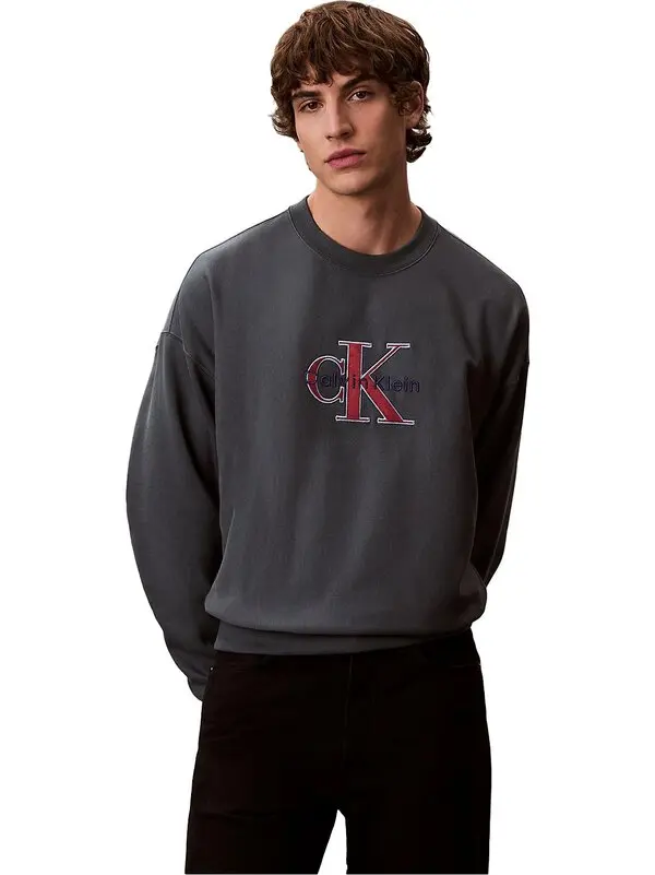 Calvin Klein Premium Terry Monologo Relaxed Sweatshirt - Harlem Night Blue
