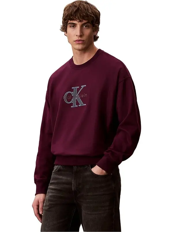 Calvin Klein Premium Terry Monologo Relaxed Sweatshirt - Passion Plum