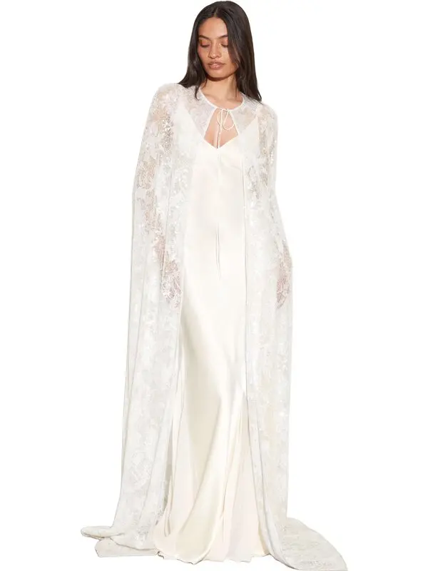 RAT & BOA Seraphina Sequin Embellished Cape - White