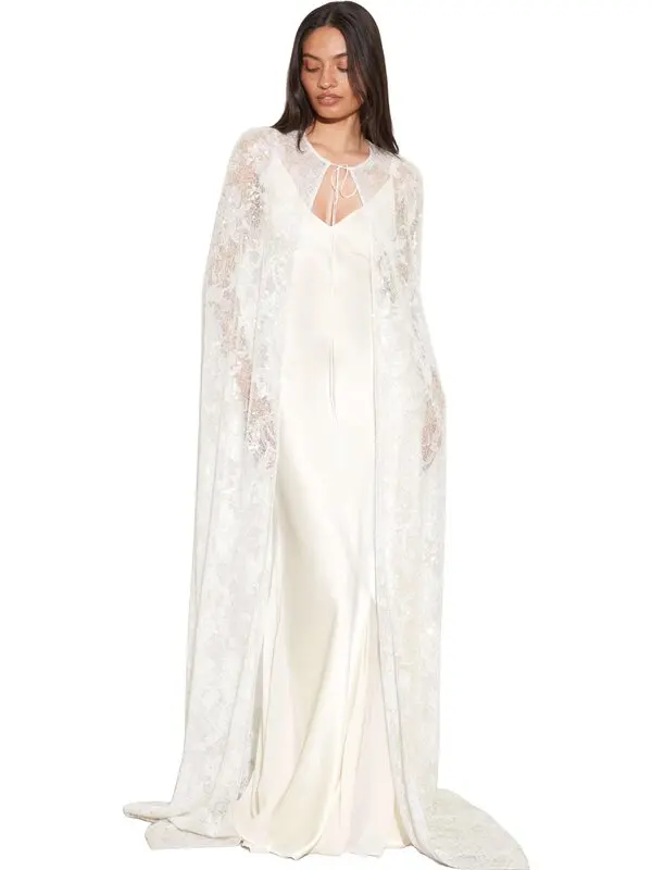 RAT & BOA Seraphina Sequin Embellished Cape - White