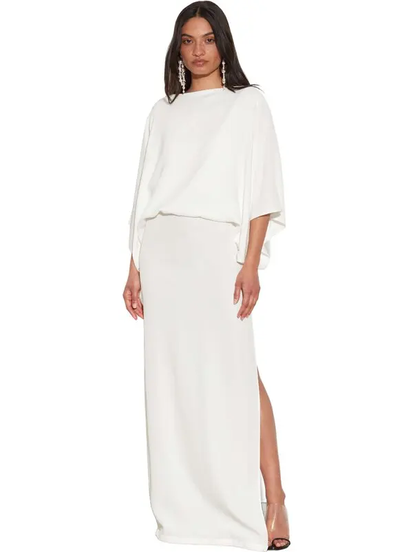 RAT & BOA Margot Maxi Dress With Draped Back And Side Slit - White