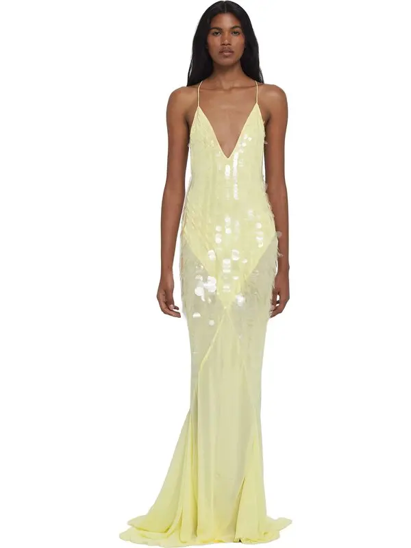 RAT & BOA Asteria Sequin Embroidered Gown - Yellow