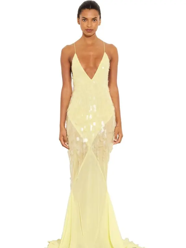 RAT & BOA Asteria Sequin Embroidered Gown - Yellow