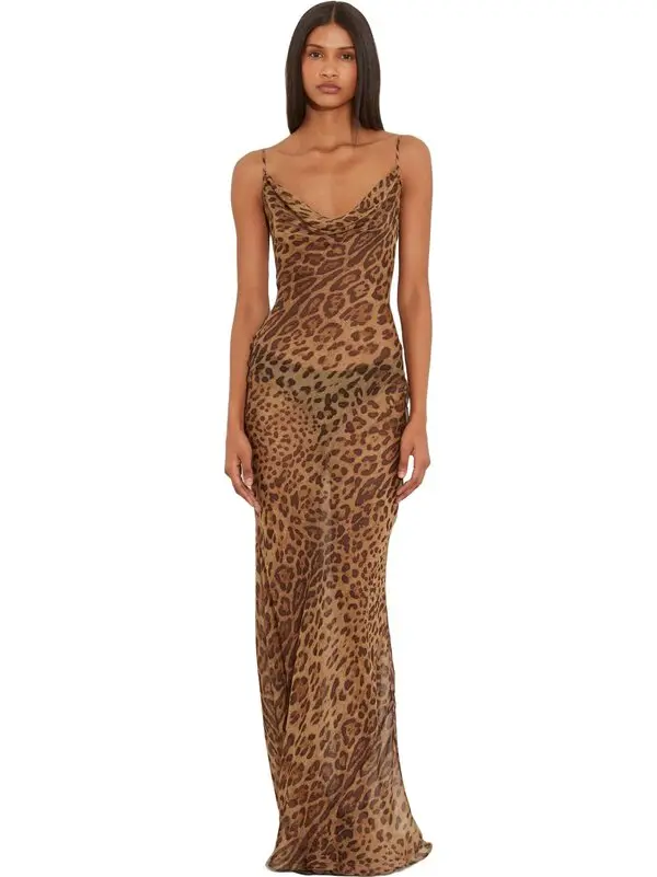 RAT & BOA Valentina Leopard Print Silk Dress - Animal