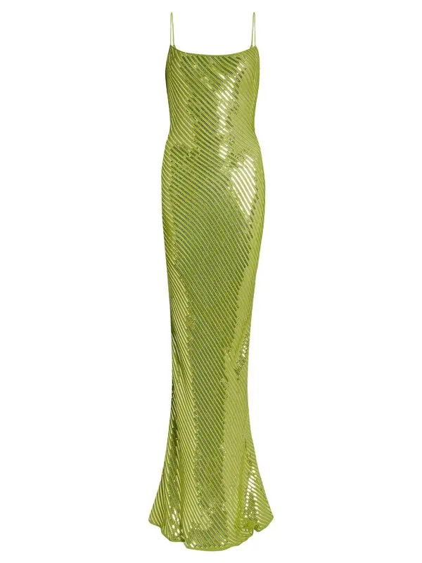 RAT & BOA Gina Sequin Maxi Slip Dress - Green