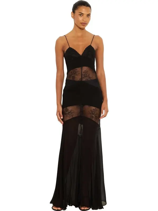 RAT & BOA Venezia Lace Maxi Slip Dress - Black
