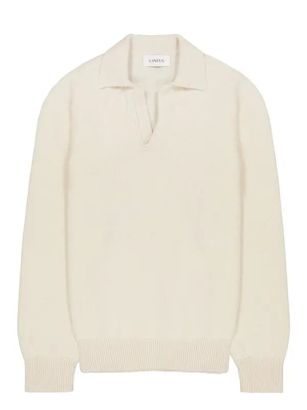 LANEUS Merino Wool And Cashmere Blend Sweater - White