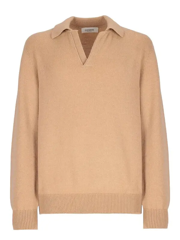 LANEUS Merino Wool And Cashmere Blend Sweater - Beige