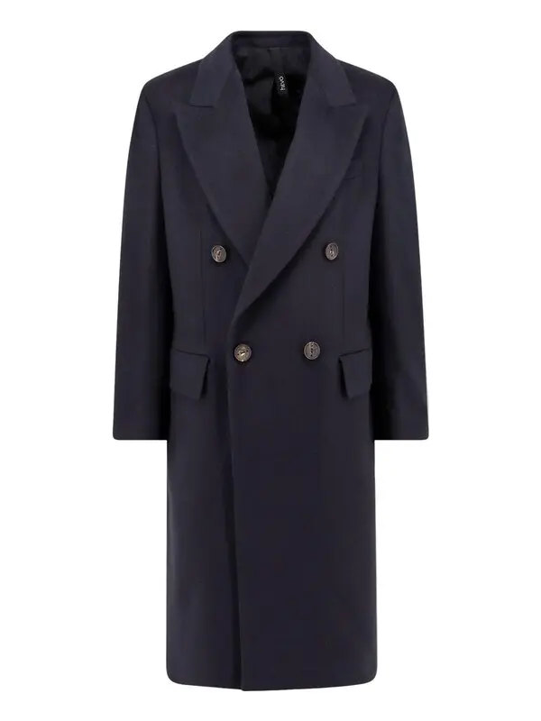 HEVO Cashmere Double-breasted Coat - Blue