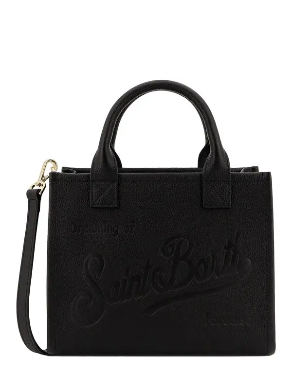 MC2 SAINT BARTH Vanity Midi Leather Shoulder Bag - Black