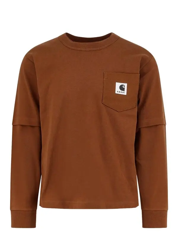 SACAI X CARHARTT WIP Carhartt Wip Cotton Jersey L/s Tshirt - Brown