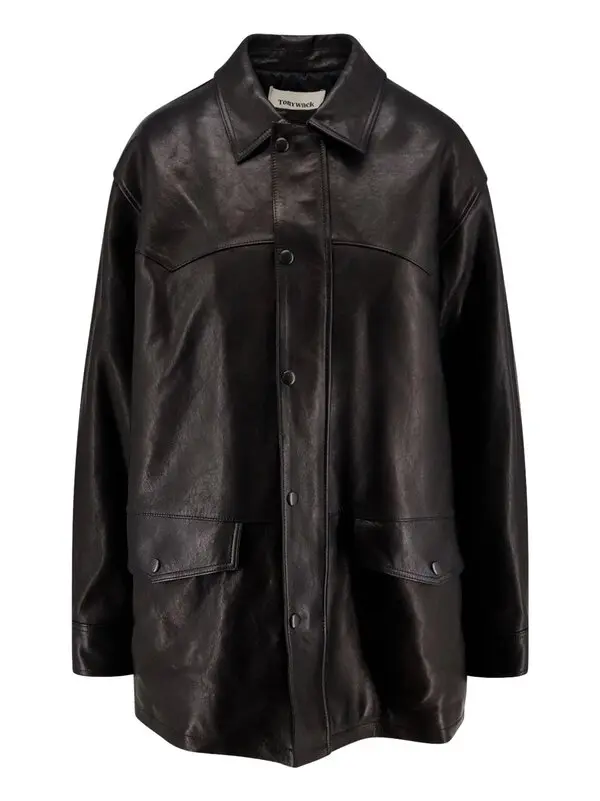 TONYWACK Long Padded Leather Jacket - Black