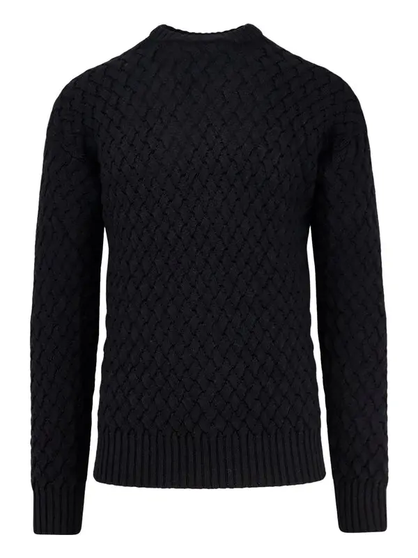 Alpha Studio Wool Cable Knit Sweater - Black