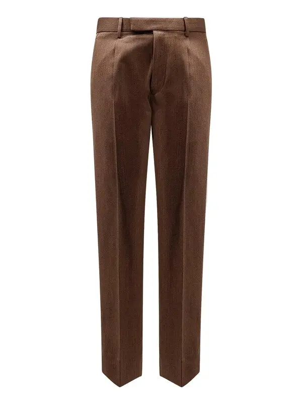 Zegna Wool Pleated Trousers - Brown