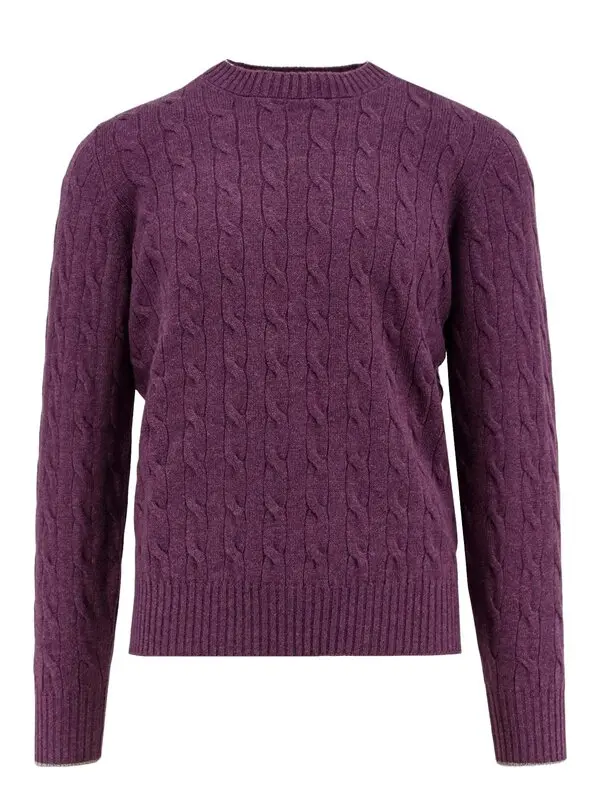 Brunello Cucinelli Cable Knit Cashmere Sweater - Purple