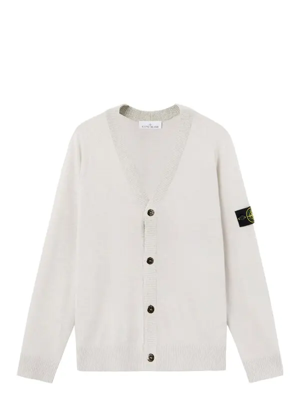 Stone Island Certified Virgin Wool Cardigan - Bianco