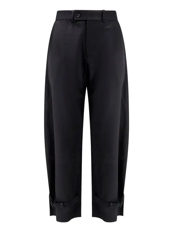 TONYWACK Wool Blend Ankle Strap Trousers - Black