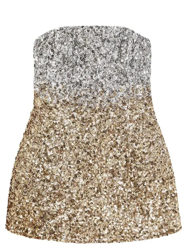 Retrofete Kameron Mini Sequined Dress - Gold