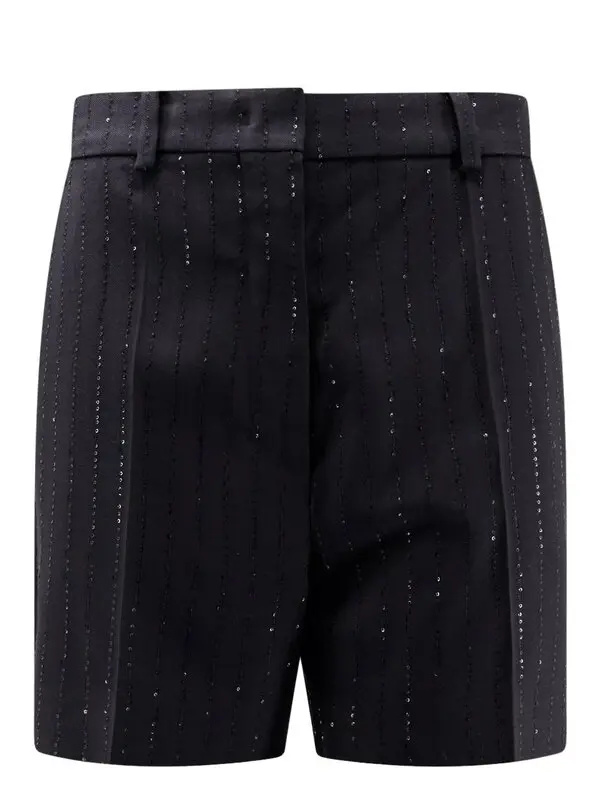 Max Mara Siberia Virgin Wool Sequined Shorts - Black