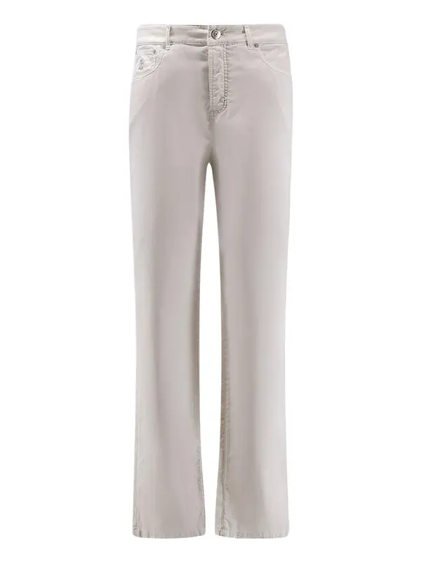 Brunello Cucinelli Stretch Cotton Trousers - White