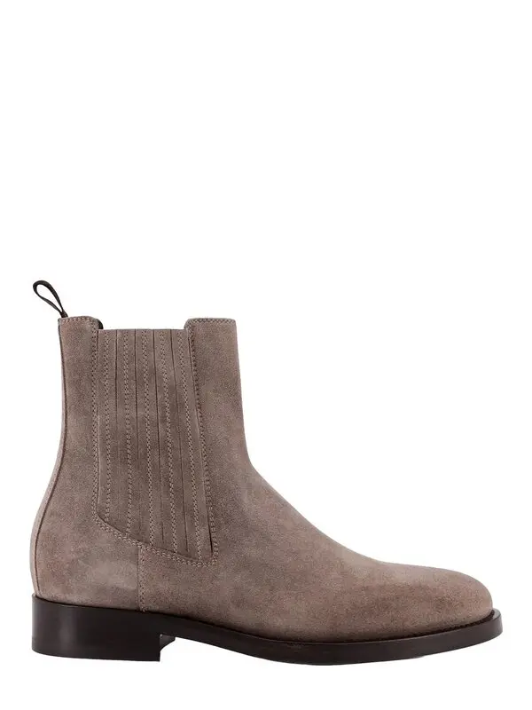 Brunello Cucinelli Chelsea Boot Suede Ankle Boots - Beige