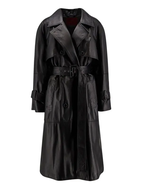 STELLA MAXWELL X MARELLA First Class Leather Trench - Black