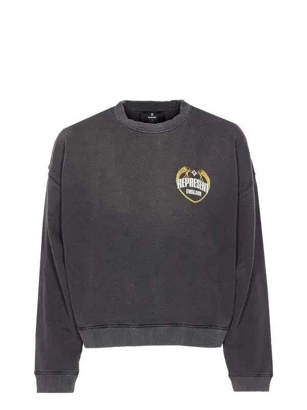 REPRESENT Cotton Sweatshirt With Logo And Distressed Details - Black