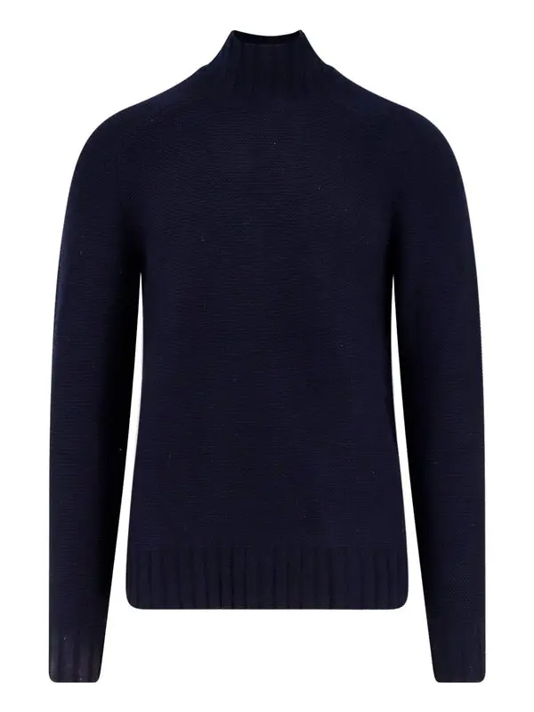 Alpha Studio Links Wool And Cashmere Mock Turtleneck - Blue