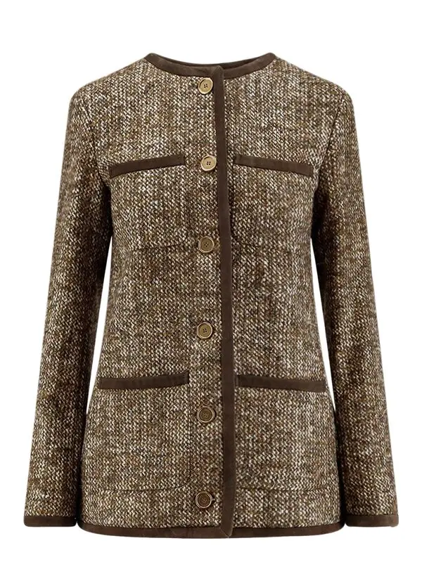 GOLDEN GOOSE Boxy Fit Wool Blend Blazer - Brown